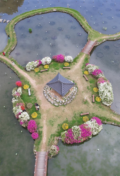 김용만 사진작가 "하늘에서 바라본 상림공원"